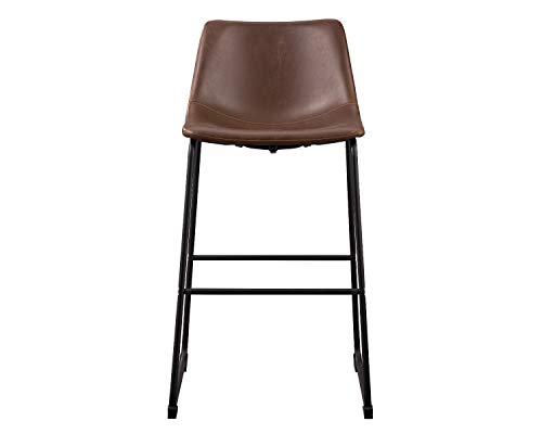 Signature Design by Ashley Centiar Urban Industrial 28.75" Pub Height Bucket Seat Barstool, 2 Count, Brown