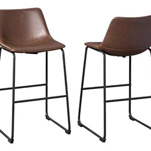 Signature Design by Ashley Centiar Urban Industrial 28.75" Pub Height Bucket Seat Barstool, 2 Count, Brown