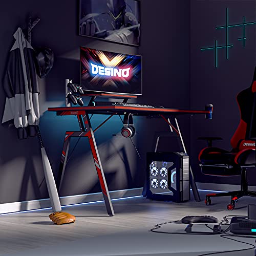 DESINO Gaming Desk 40 inch PC Computer Desk, Home Office Desk Table Gamer Workstation with Cup Holder and Headphone Hook, Black