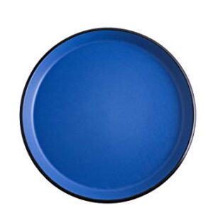 Stone Lain 16 Pieces Two-Tone Color Glaze without Rim Stoneware Round Dinnerware Set, Blue and Black