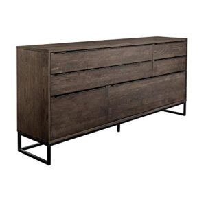 armen living nevada rustic oak wood sideboard, smoke