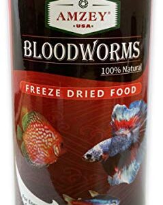 Blood Worms 1 oz -100% Natural Freeze Dried Blood Worms - Aquarium Fish Food - High Protein Food for Betta Fish, Food for Goldfish, Food for Cichlid, Food for Guppy, Food for Discus, Food for Turtle