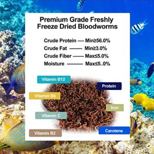 Blood Worms 1 oz -100% Natural Freeze Dried Blood Worms - Aquarium Fish Food - High Protein Food for Betta Fish, Food for Goldfish, Food for Cichlid, Food for Guppy, Food for Discus, Food for Turtle