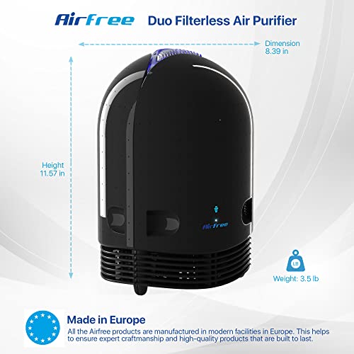 Airfree Duo - Filterless Air Purifier That Can Also Remove Odors - Remove Mold, and Allergens - Filterless Completely Silent Mode - Covers Up to 350 sq ft – Black