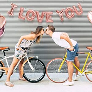 Valentine's Day Decorations Rose Gold I Love You Balloons Banner Rose Gold & Blush Pink Heart Balloons for Anniversary Bridal Shower Party Decors