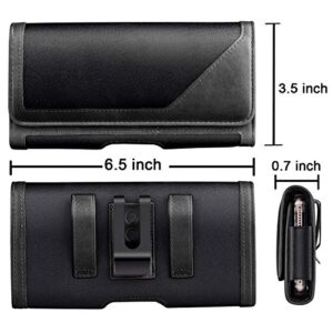 Mopaclle Phone Holster for Samsung Galaxy S21 FE 5G/ S23 Plus/ S8+ S9+ S10 Plus/ A02s A03s A04s A72 A73 5G/ iPhone Xs Max/ 14 Pro Max, Leather Cell Phone Belt Case with Belt Clip Holder Pouch, Black