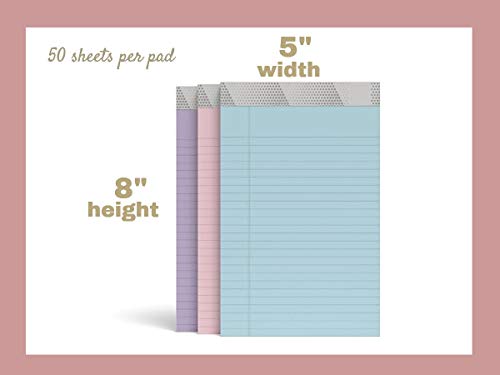 1InTheOffice Legal Pads Narrow Ruled 5x8, Narrow Ruled Note Pad, Assorted Colors, Pastel, 50 Sheets/Pad, 6 Pads/Pack