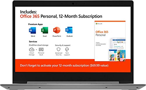 Lenovo Ideapad 1 14" HD Energy-efficient Widescreen LED Backlight Laptop, AMD A6-9220e Upto 2.4GHz, AMD Radeon R4, 4GB RAM, 64GB eMMC SSD, Bluetooth, HDMI, Windows 10, 1 Year Office 365 Personal