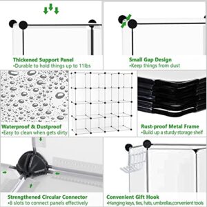 C&AHOME Cube Storage Organizer, 16-Cube Shelves Units, Closet Cabinet, DIY Plastic Modular Book Shelf, Ideal for Bedroom, Living Room, Office, 48.4" L × 12.4" W × 48.4" H Transparent White