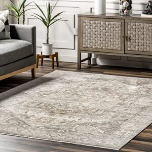 nuLOOM Harriet Vintage Medallion Fringe Runner Rug, 2' 6" x 10', Silver