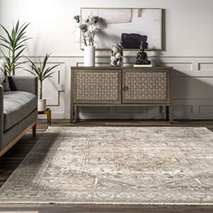 nuLOOM Harriet Vintage Medallion Fringe Runner Rug, 2' 6" x 10', Silver