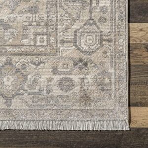 nuLOOM Harriet Vintage Medallion Fringe Runner Rug, 2' 6" x 10', Silver