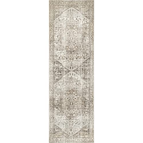 nuLOOM Harriet Vintage Medallion Fringe Runner Rug, 2' 6" x 10', Silver