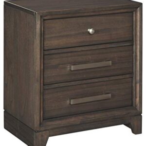 Signature Design by Ashley Brueban Transitional Contemporary 3 Drawer Nightstand with Dovetail Construction, Chestnut Brown