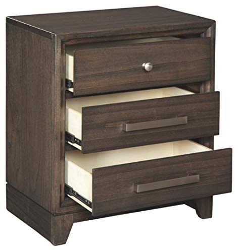 Signature Design by Ashley Brueban Transitional Contemporary 3 Drawer Nightstand with Dovetail Construction, Chestnut Brown