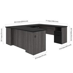 Bestar Norma U or L-Shaped Desk, 71W, Black & Bark Gray