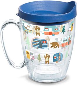 tervis plastic made in usa double walled trailer bears insulated tumbler cup keeps drinks cold & hot, 16oz mug, clear