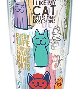 Tervis Plastic Made in USA Double Walled Cat Sayings Insulated Tumbler Cup Keeps Drinks Cold & Hot, 24oz, Clear