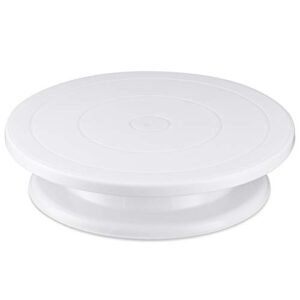 kootek 11 inch rotating cake turntable, turns smoothly revolving cake stand cake decorating kit display stand baking tools accessories supplies for cookies cupcake (white)