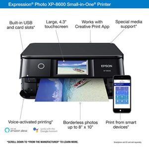 Epson Expression Photo XP-8600 Wireless Color Photo Printer with Scanner and Copier Black,Small