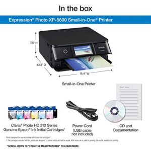 Epson Expression Photo XP-8600 Wireless Color Photo Printer with Scanner and Copier Black,Small