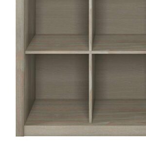 SIMPLIHOME Artisan SOLID WOOD 45 inch x 43 inch Transitional 9 Cube Bookcase and Storage Unit in Distressed Grey with 9 Shelves, for the Living Room, Study and Office