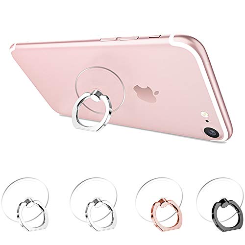 Jsoerpay Cell Phone Ring Holder, Transparent Ring Holder 360°Rotation Finger Ring Stand, Clear Cell Phone Kickstand Compatible with Most of Phones, Tablet and Case, (2Silver+1Black+1Rose Gold)