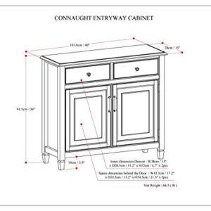 SIMPLIHOME Connaught Traditional Entryway Storage Cabinet, 40 inch Wide, Rectangle in Distressed Grey