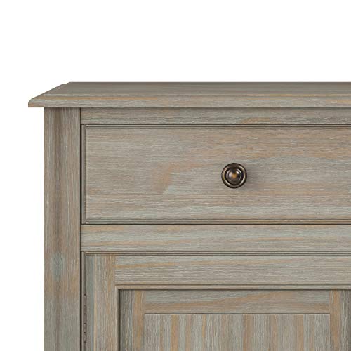 SIMPLIHOME Connaught Traditional Entryway Storage Cabinet, 40 inch Wide, Rectangle in Distressed Grey