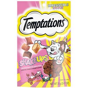 temptations shakeups crunchy and soft cat treats, crustacean celebration flavor, (12) 2.47 oz. pouches