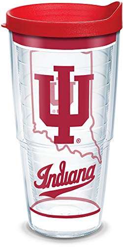 Tervis Made in USA Double Walled Indiana University IU Hoosiers Insulated Tumbler Cup Keeps Drinks Cold & Hot, 16oz, Tradition