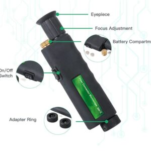 Handheld Optical Fiber Microscope, Inspection 200X 400X Magnification 2.5mm Adaptor, Optical Fiber Microscope with White LED