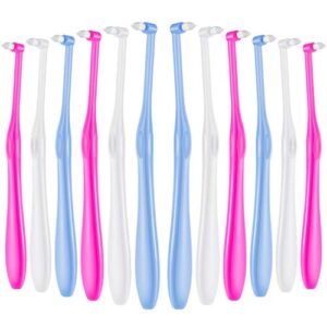 12 pieces tufted toothbrush end-tuft tapered trim toothbrush soft trim toothbrush single compact interdental interspace brush