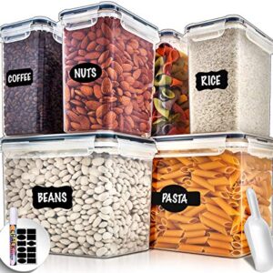 fullstar Food Storage Bins with Lids, Airtight food storage containers for Kitchen & Pantry organization. Includes Marker, Pen & Scoop (6 Pack)