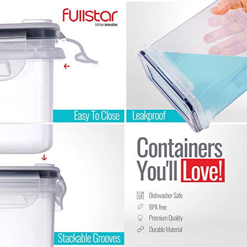 fullstar Food Storage Bins with Lids, Airtight food storage containers for Kitchen & Pantry organization. Includes Marker, Pen & Scoop (6 Pack)