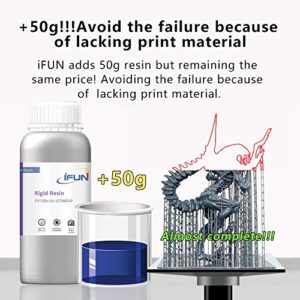 IFUN 3D Printer Rigid Resin- Low Odor Standard- 405nm UV-Curing Photopolymer Resin for LCD DLP 3D Printing White 500ml