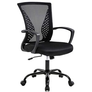 office chair ergonomic desk chair mesh computer chair with lumbar support armrest mid back rolling swivel adjustable task chair for women adults, black