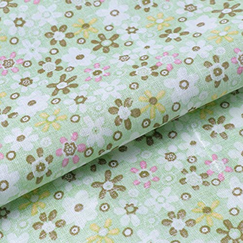 Exceart 7 Sheets Floral Cotton Fabric Floral Cloth Squares Quilting Fabric for Patchwork DIY Sewing Scrapbooking 50x50cm(Green)