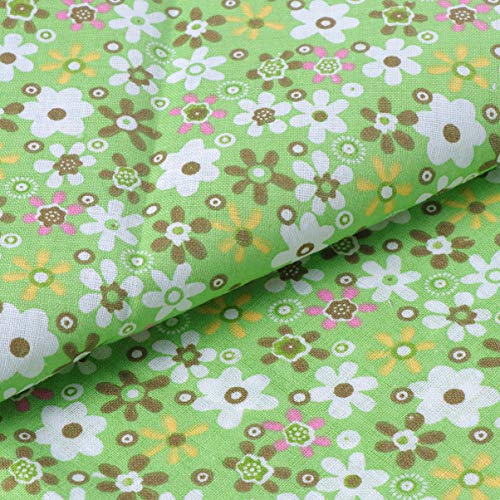 Exceart 7 Sheets Floral Cotton Fabric Floral Cloth Squares Quilting Fabric for Patchwork DIY Sewing Scrapbooking 50x50cm(Green)