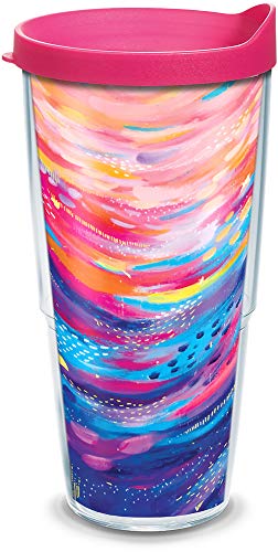 Tervis Etta Vee Happy Abstract Made in USA Double Walled Insulated Tumbler Travel Cup Keeps Drinks Cold & Hot, 24oz, Classic