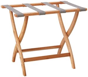 wooden mallet designer curve leg luggage rack, light oak