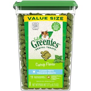 feline greenies adult dental cat treats, catnip flavor, 9.75 oz. tub