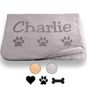 custom catch personalized dog blanket - gray or beige - small