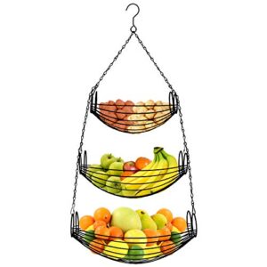 blue donuts 3 tier black hanging oval basket