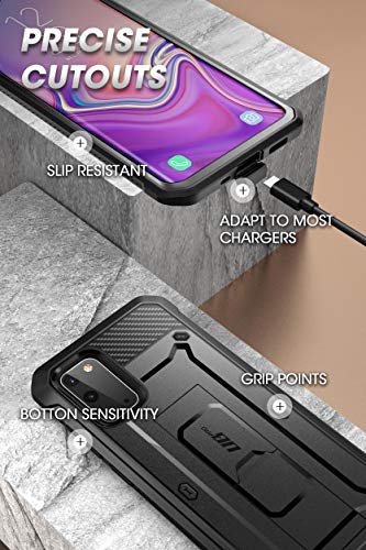 SUPCASE UB Pro Series Designed for Samsung Galaxy S20 / S20 5G Case (2020 Release), Full-Body Dual Layer Rugged Holster & Kickstand Case Without Built-in Screen Protector(Black)