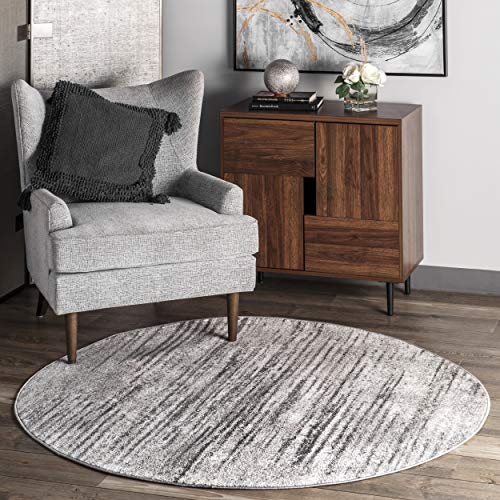 nuLOOM Elsa Faded Area Rug, 5' Round, Grey