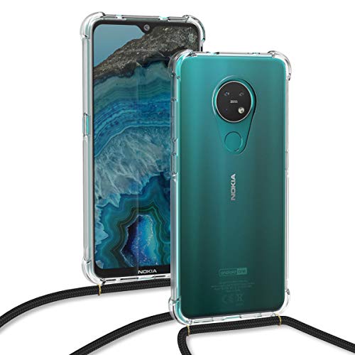 kwmobile Crossbody Case Compatible with Nokia 7.2 Case - Clear TPU Phone Cover w/Lanyard Cord Strap - Transparent