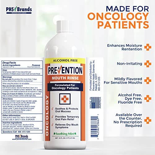 Prevention Oncology Mouth Rinse | Alcohol Free - Specially Formulated for Patients Undergoing Oncology Treatment, Value 2-Pack