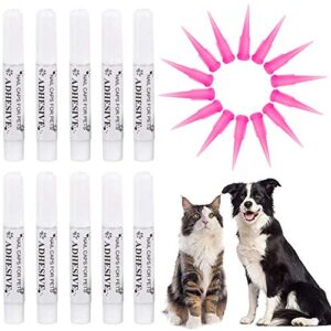 victhy 10pcs special pet nail adhesive glues & 15pcs applicator tips for dog or cat nail caps