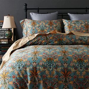 vintage style king duvet cover garden floral duvet cover 100% cotton boho flower comforter cover luxury floral bedding sets chic flower pattern duvet quilt cover for men women